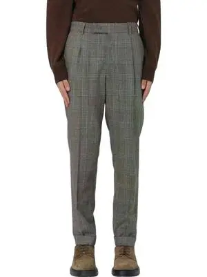 PT TORINO Check Pleated Trousers - Brown