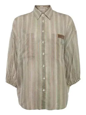 Brunello Cucinelli Monili Embellished Striped Shirt - Neutrals