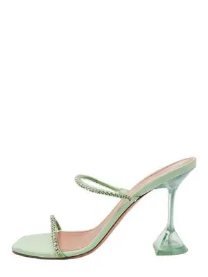 Amina Muaddi Gilda Glass Crystal-embellished Heeled Sandals - Green