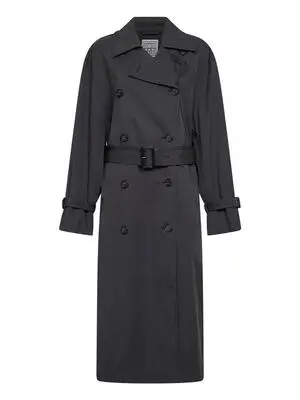 TOTEME Double-breasted Trench Coat In Washed Black Crisp Cotton Blend - Multicolor