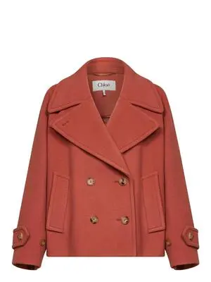 Chloé Double-breasted Wool Blend Short Coat - Multicolor