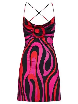 Emilio Pucci Marmo-print Jersey Satin Mini Dress - Multicolor