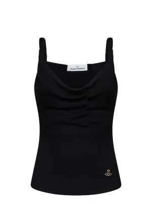 VIVIENNE WESTWOOD VIVIENNE WESTWOOD Black Ribbed Jersey Draped Top Multicolor