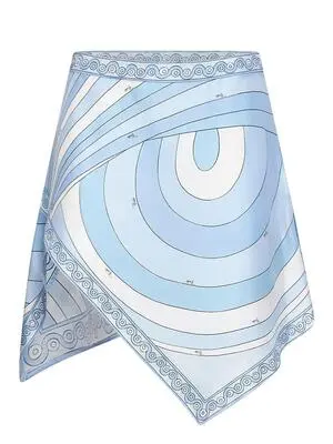 Emilio Pucci Pale Blue Iride-print Silk Twill Mini Scarf Skirt - Multicolor