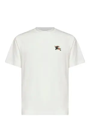 Burberry Chalk White Cotton T-shirt With Knight Patch - Multicolor