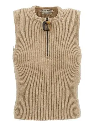 JW Anderson Ribbed Knit Zip Tank Top - Multicolor