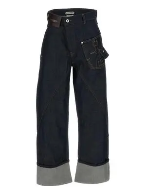 JW Anderson J.W. Anderson Twisted Turn-Up Workwear Denim Jeans Multicolor