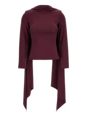 ROTATE BY BIRGER CHRISTENSEN ROTATE Long-Sleeved Scarf Top Bordeaux Multicolor