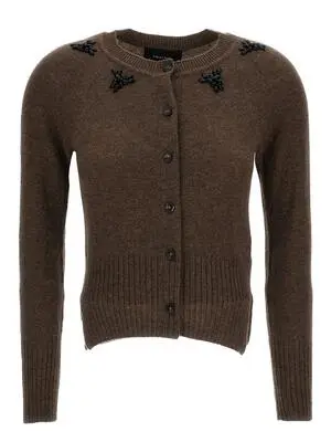 Simone Rocha SIMONE ROCHA Relaxed Cashmere Cardigan With Crystal-Cut Appliqué Multicolor