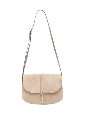 TOM FORD Beige Suede Satchel With Gold-tone Hardware - Cream