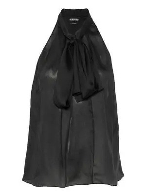 TOM FORD Jacquard Halterneck Top - Black