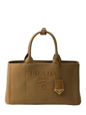 Prada Large Cotton Canvas Jardinière Handbag - Brown