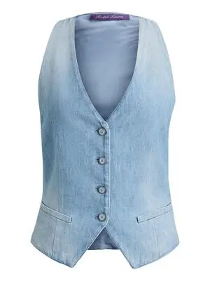 Ralph Lauren Cotton Denim Clarissa Waistcoat - Blue