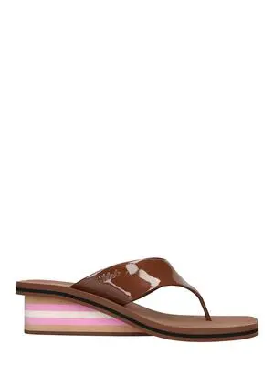 Chloé Striped Wedge Thong Sandals - Brown