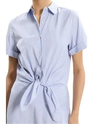 Theory Front Tie Button-up Shirt - Blue Multi