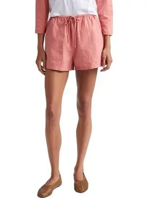LESET Kyoto Patch Pocket Cotton Drawstring Shorts - Carnation