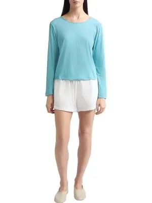 LESET Kyoto Patch Pocket Cotton Drawstring Shorts - Ice