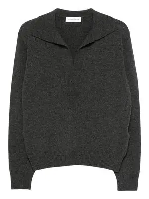 Victoria Beckham Genevieve Wool & Cashmere Blend Polo Collar Jumper - Gray