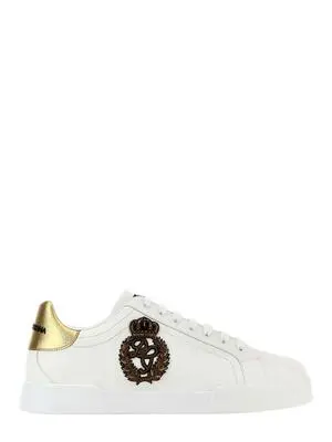 Dolce & Gabbana Portofino Nappa Leather Sneakers With Crown Patch - Multicolor