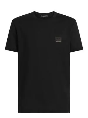 Dolce & Gabbana Cotton T-shirt With Plaque - Black