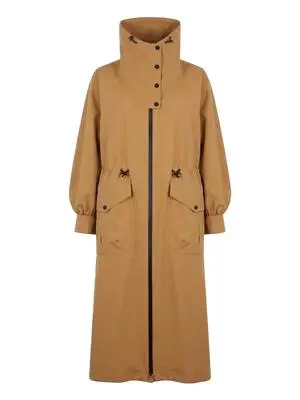 Herno Long Funnel Neck Trench Coat - Brown
