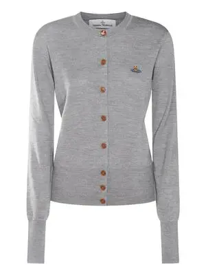 VIVIENNE WESTWOOD Bea Ribbed-knit Cardigan - Gray