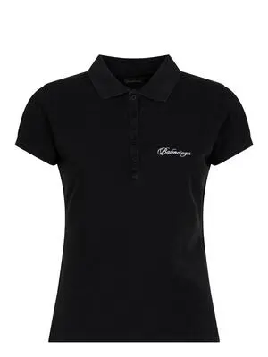 Balenciaga Fitted Polo With Logo Embroidery - Black
