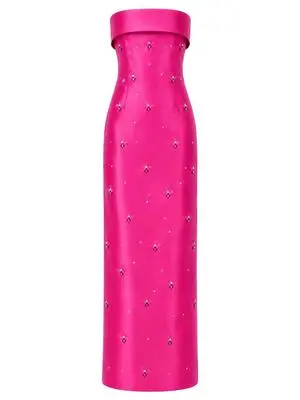 GUSHKA Fuchsia Embellished Column Gown - Pink