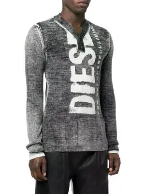 DIESEL® K-atullus Long-sleeved Ribbed T-shirt - Grey
