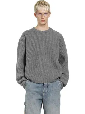 JIL SANDER Ribbed Wool Crewneck Sweater - Grey