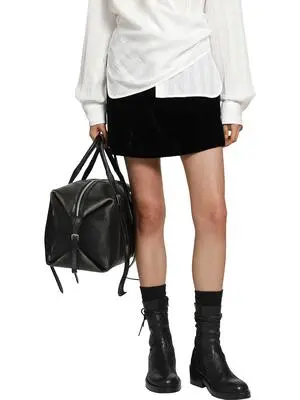 ANN DEMEULEMEESTER Jolien Mini Wrap Skirt In Froissé Velvet - Black