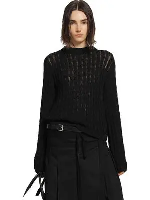 ANN DEMEULEMEESTER Reza Open-work Cotton Ribbed Sweater - Black