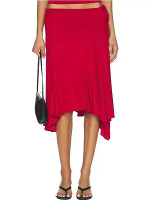 With Jéan X Revolve Asymmetrical Hem Drawstring Skirt - Red