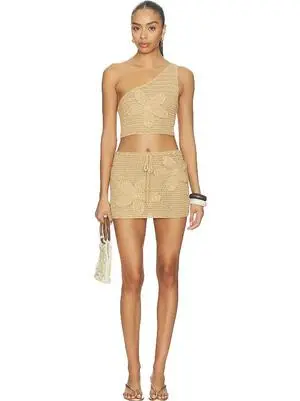 MORE TO COME Raine Crochet Mini Skirt Set - Metallic