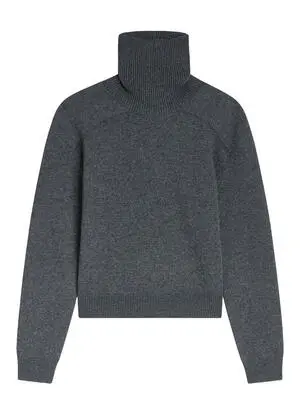 Phoebe Philo Wool And Cashmere High Neck Sweater With Patched Shoulders - Multicolor