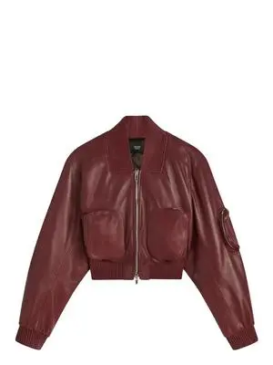 PHOEBE PHILO PHOEBE PHILO Brick Leather Cropped Bomber Jacket