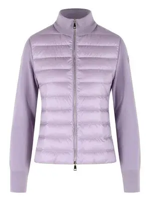 Moncler Padded Virgin Wool Cardigan With Zip Closure - Multicolor