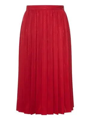 Gucci Jacquard Silk Midi Skirt With Gg Cross Chain - Red