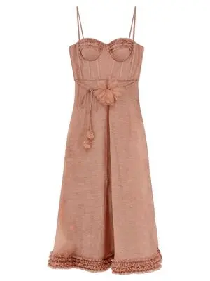 Zimmermann Luna Silk And Linen Blend Midi Dress - Multicolor