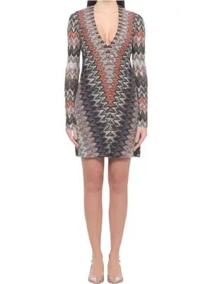 Missoni Chevron Knit V-neck Knitted Dress - Multicolor