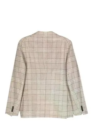 Tagliatore Virgin-wool-blend Checked Blazer - Neutrals