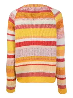 THE ELDER STATESMAN V-neck Striped Cashmere Cardigan - Multicolour