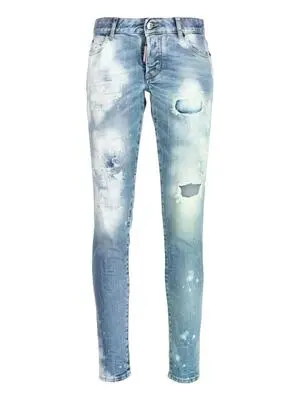 Dsquared2 Distressed Acid Wash Skinny Jeans - Blue