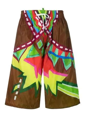 Dsquared2 Long Graphic-print Swim Shorts - Brown