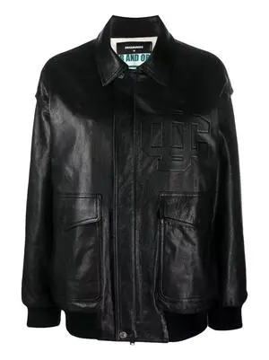 Dsquared2 Zipped Goatskin Bomber Jacket - Black