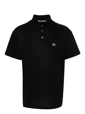 Palm Angels Monogram-appliqu� Polo Shirt - Black