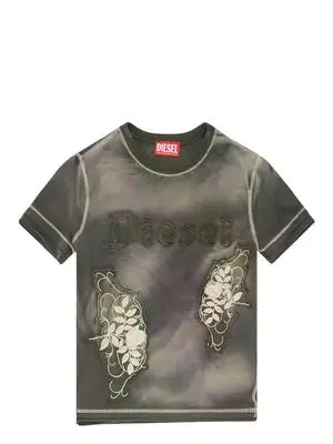 DIESEL® Diesel T-Uncut Appliqué Faded T-Shirt Green