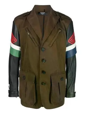 Dsquared2 Contrast-sleeve Biker Jacket - Brown