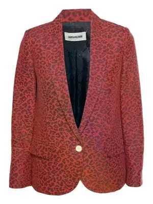 Zadig&Voltaire Leopard-jacquard Single-breasted Blazer - Red