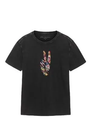 John Varvatos World Flags Peace Organic Cotton Graphic T-shirt - Black